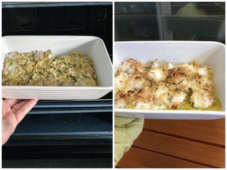 Baked Monkfish with Lemon, Rosemary and Breadcrumbs