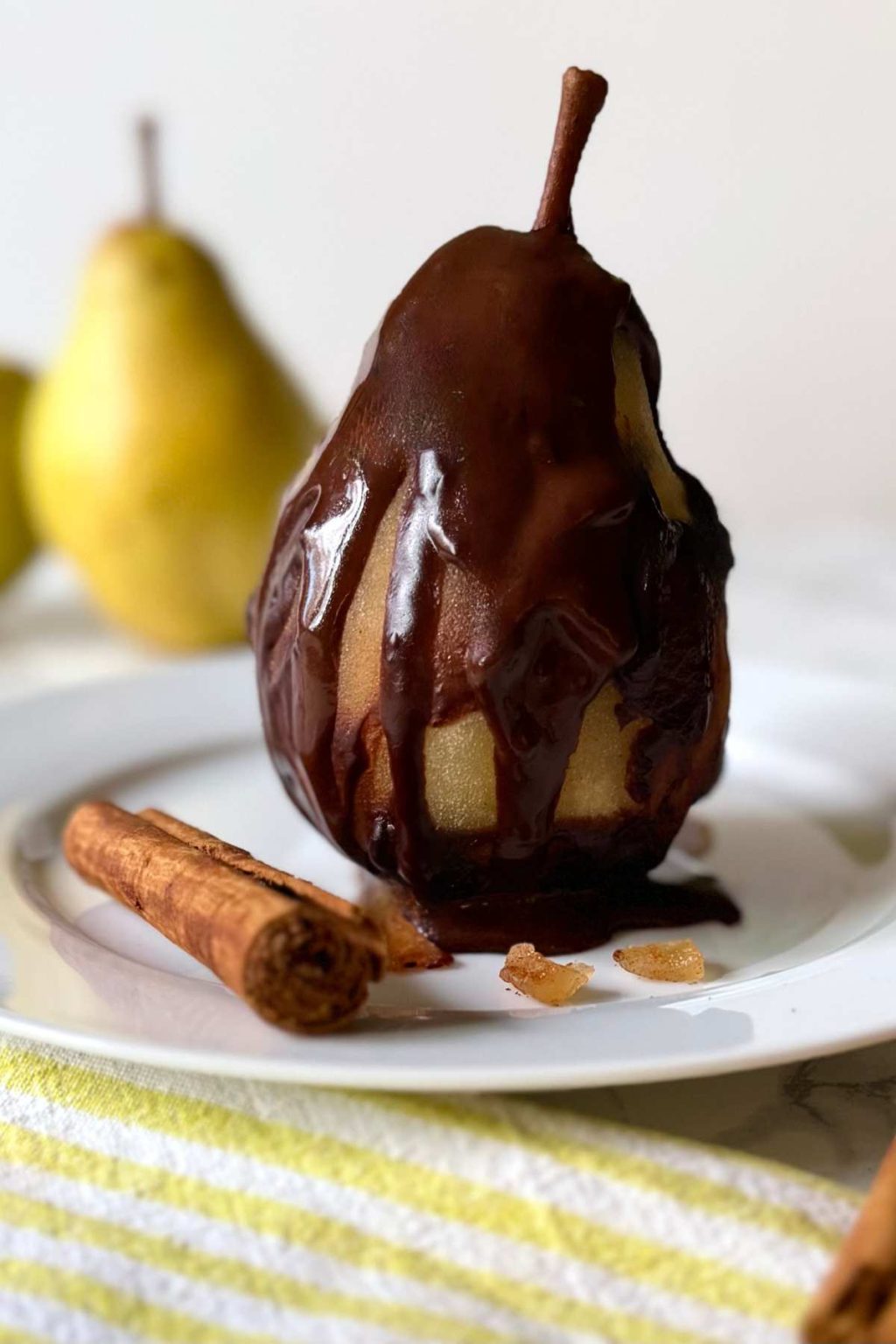 Delicious Chocolate Poached Pears with a Rich Sauce - Recipes from Italy