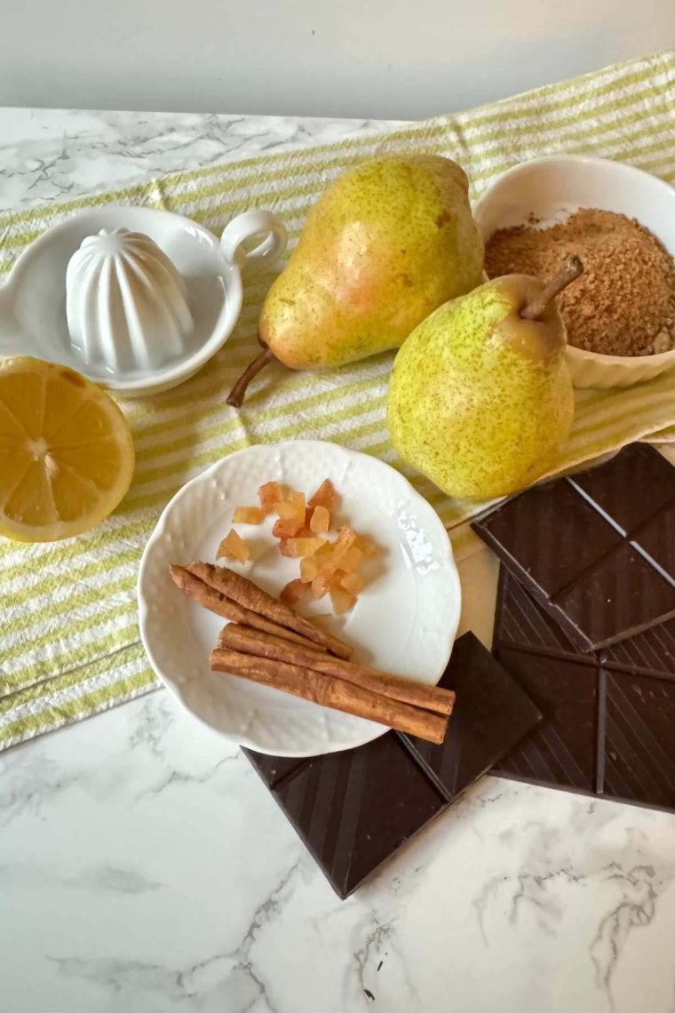 Delicious Chocolate Poached Pears with a Rich Sauce - Recipes from Italy
