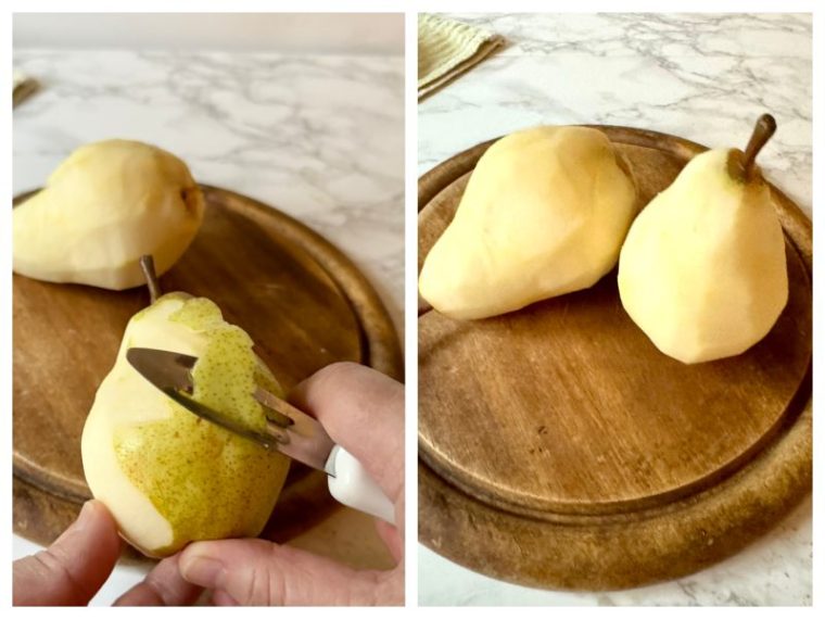 Delicious Chocolate Poached Pears with a Rich Sauce - Recipes from Italy