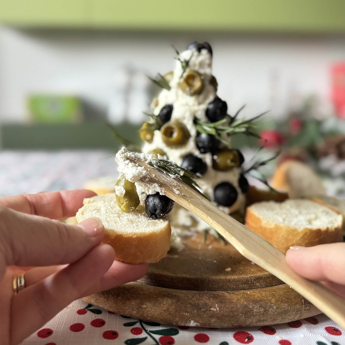 Christmas Tree Cheese Spread with Ricotta and Olives - Recipes from Italy