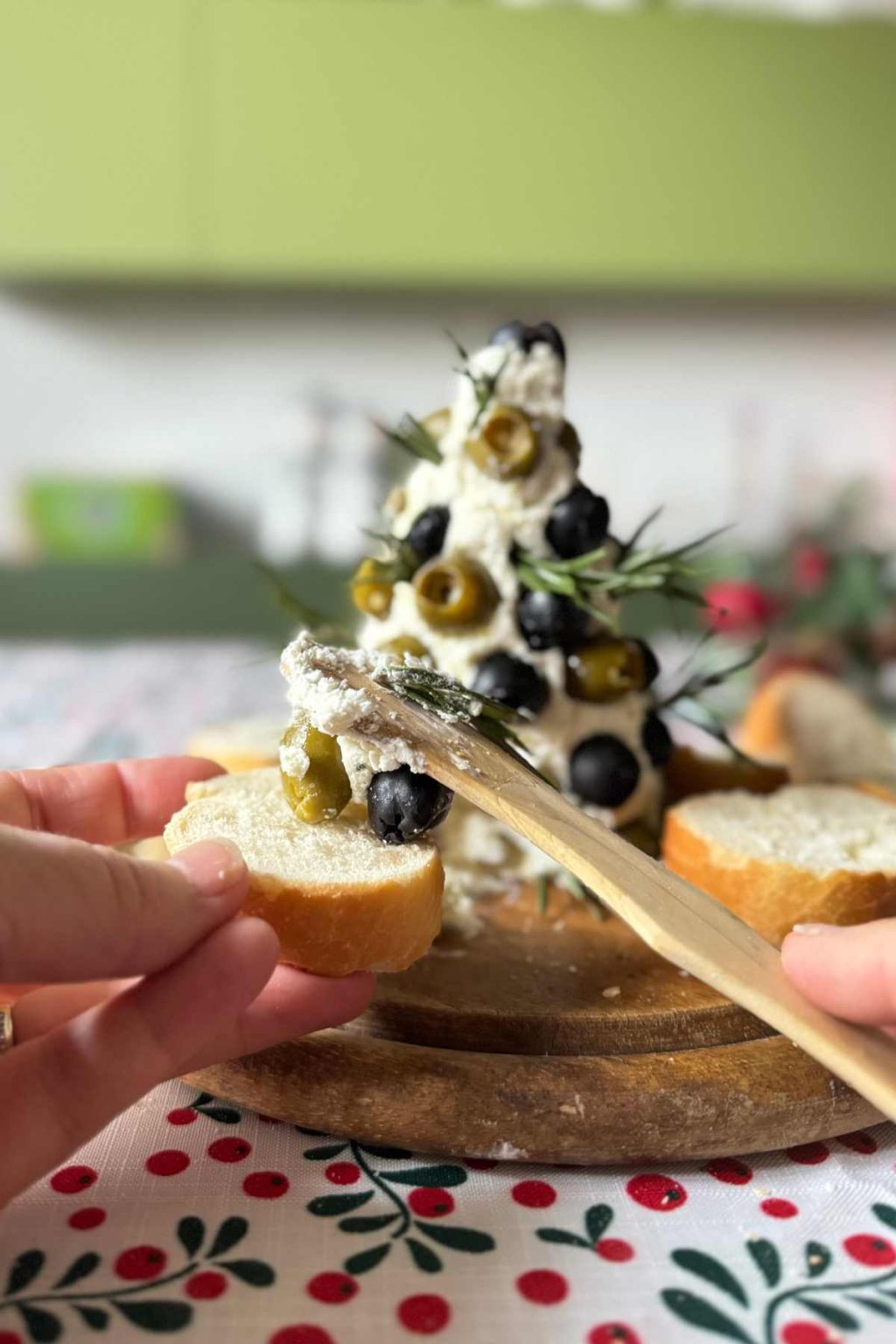 Christmas Tree Cheese Spread with Ricotta and Olives - Recipes from Italy