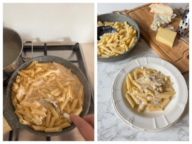 Pasta ai Quattro Formaggi (Four Cheese Pasta Recipe) - Recipes from Italy