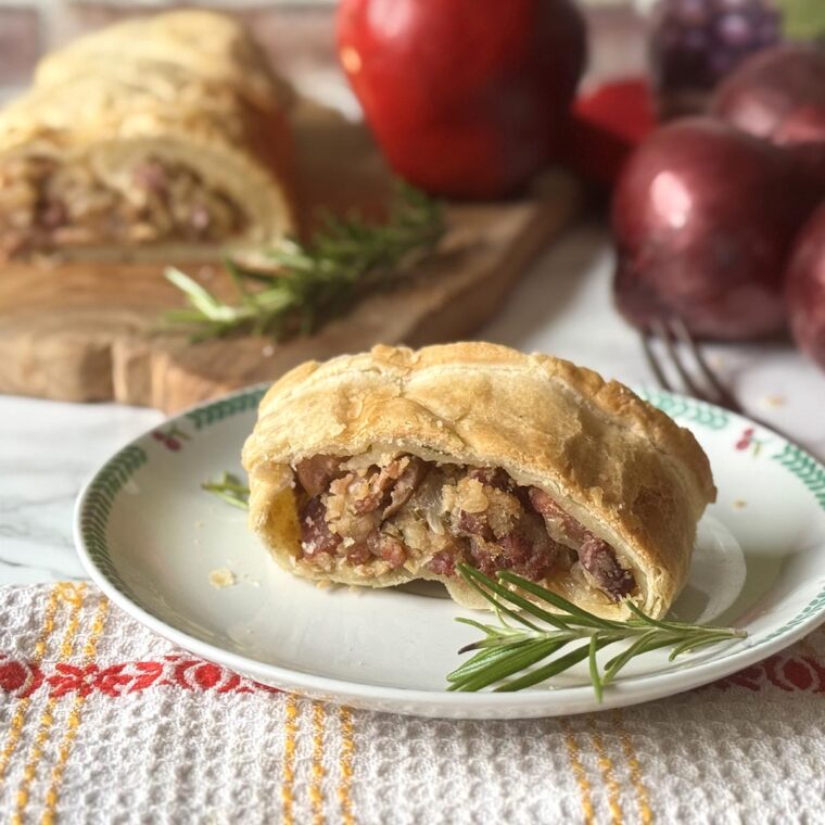 Savory Apple Strudel with Speck and Onions - Recipes from Italy