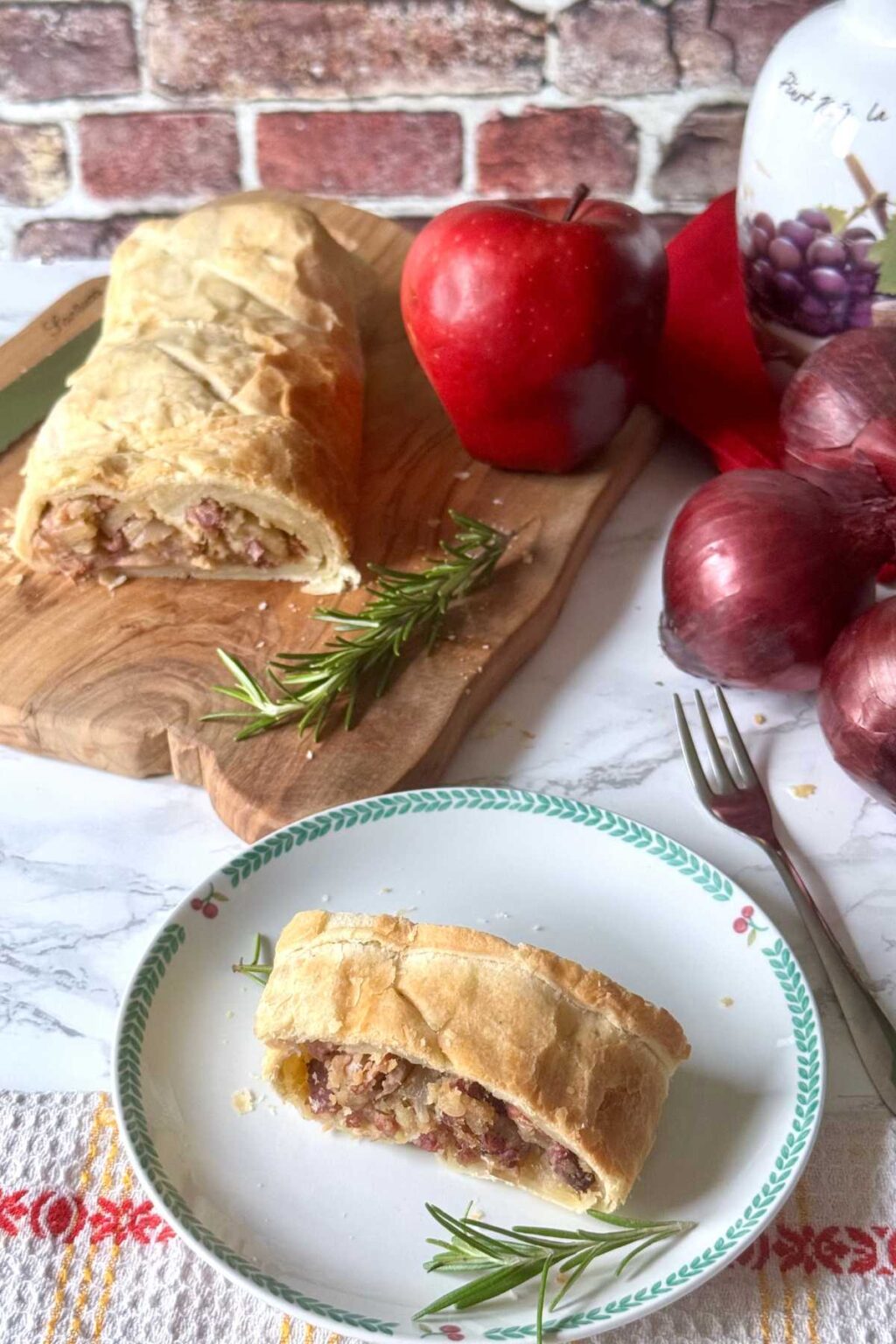 Savory Apple Strudel with Speck and Onions - Recipes from Italy